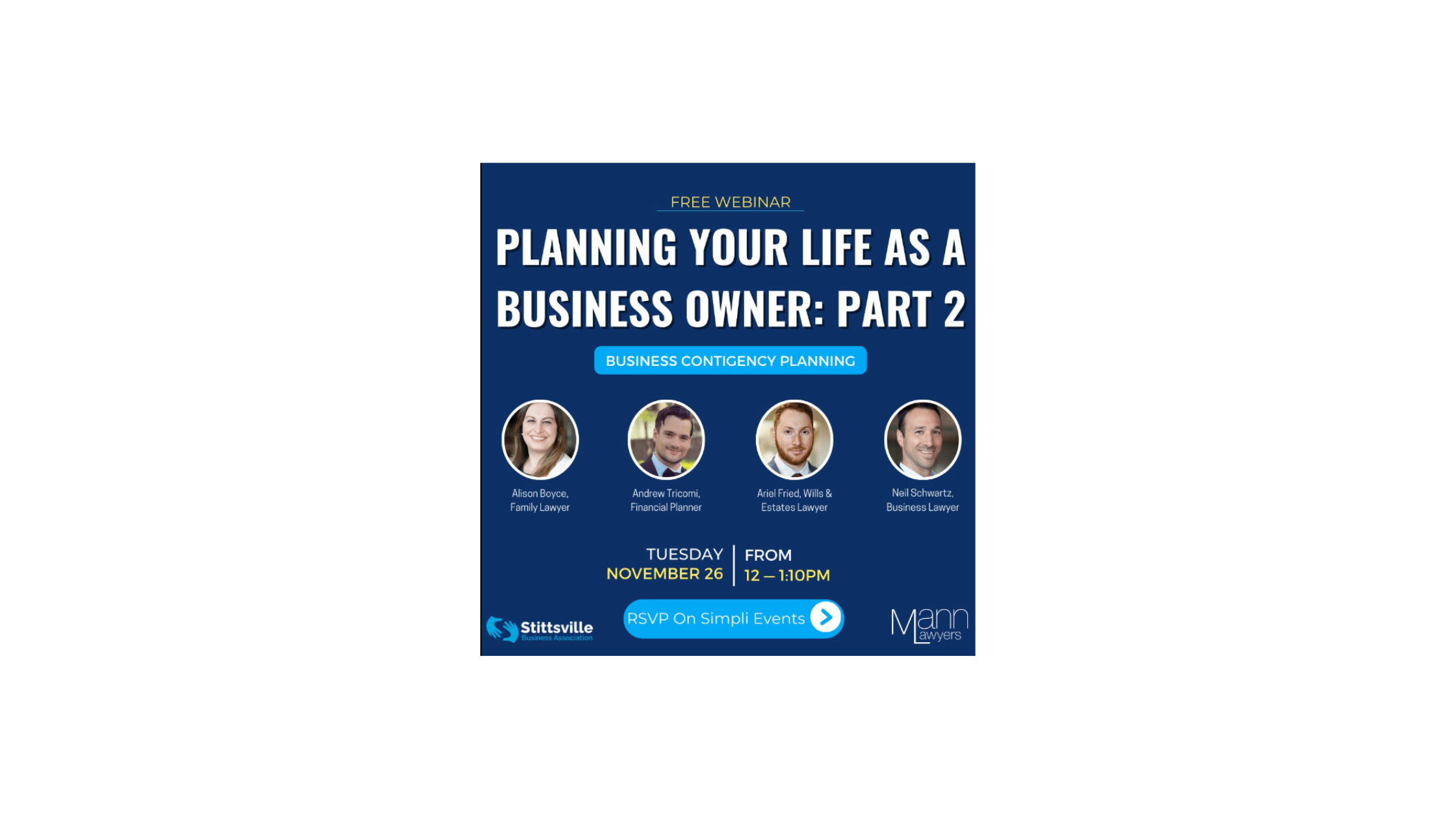 Planning Your Life as a Business Owner | Webinar | Mann Lawyers